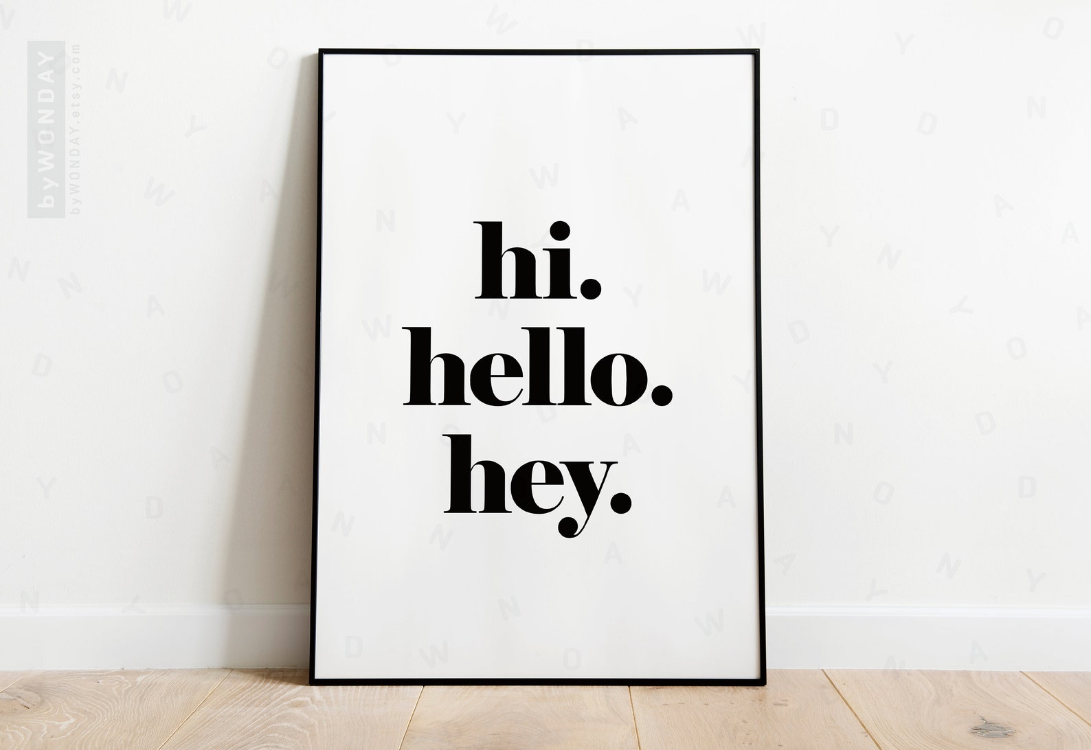 Hi Hello Hey Downloadable Print Modern Wall Art Simple - Etsy