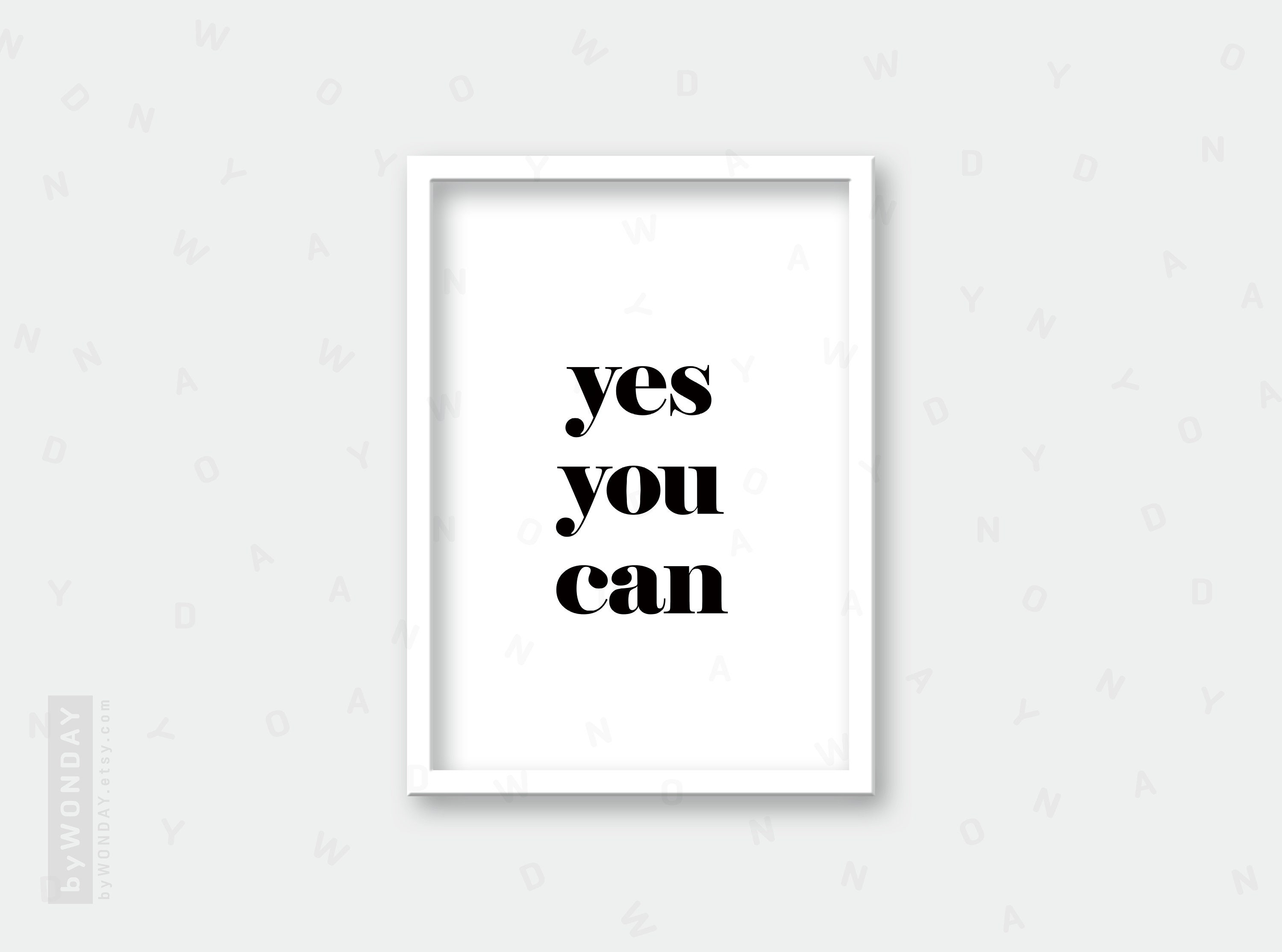 Yes You Can, Downloadable Print, Moderne Wandkunst, einfaches Poster ...