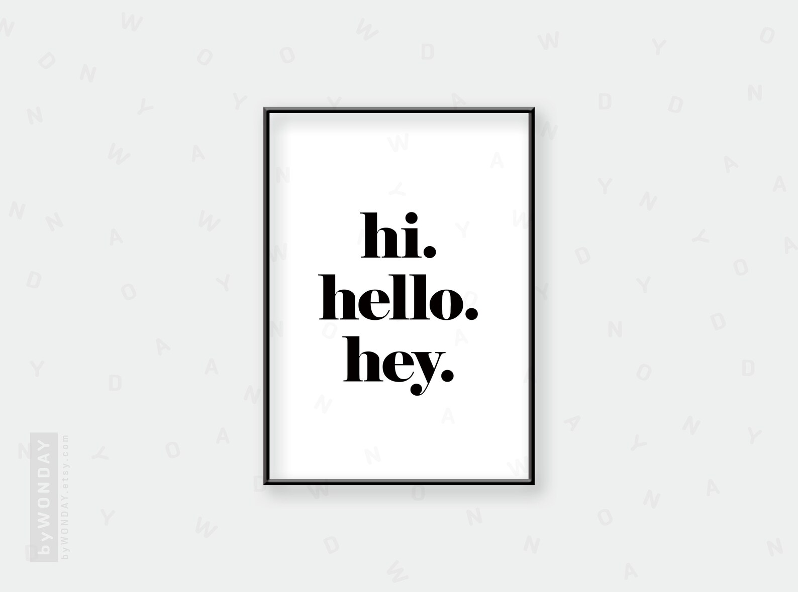 Hi Hello Hey Downloadable Print Modern Wall Art Simple | Etsy