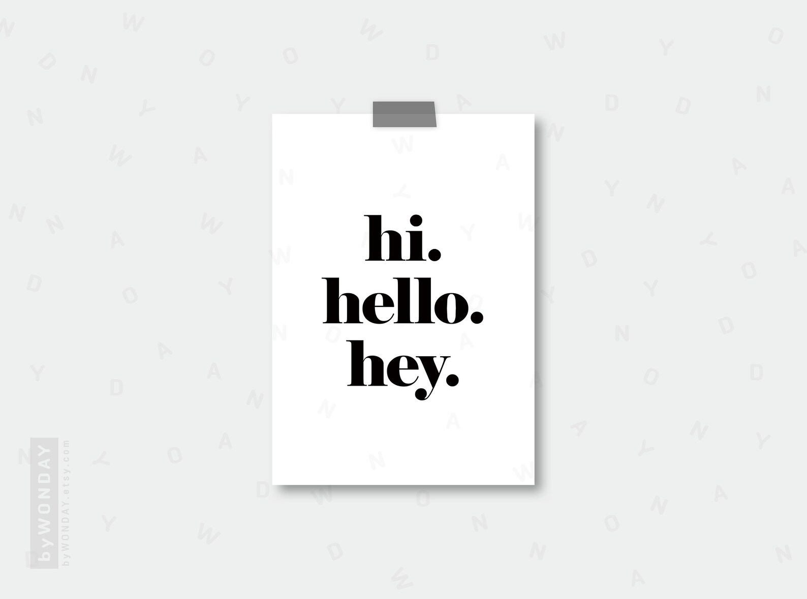 Hi Hello Hey Downloadable Print Modern Wall Art Simple - Etsy