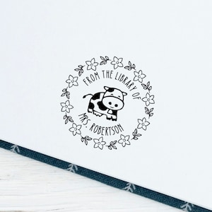 From the Library of Personalized Stamp | Library Book Stamp | Cow ...