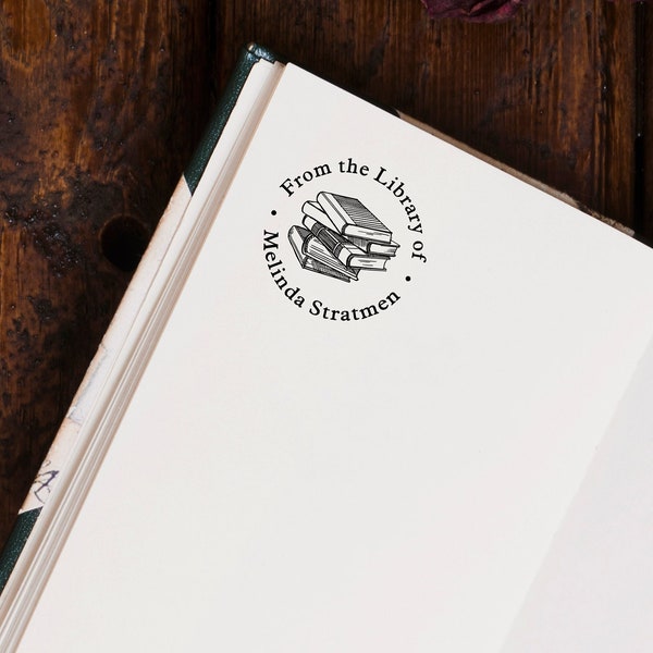 Stack of Books Stamp - Etsy
