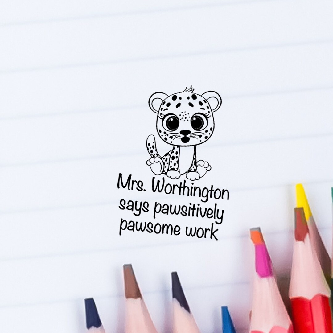 Leopard Positive Personalized Stamp | Custom Teacher Leopard Stamp ...