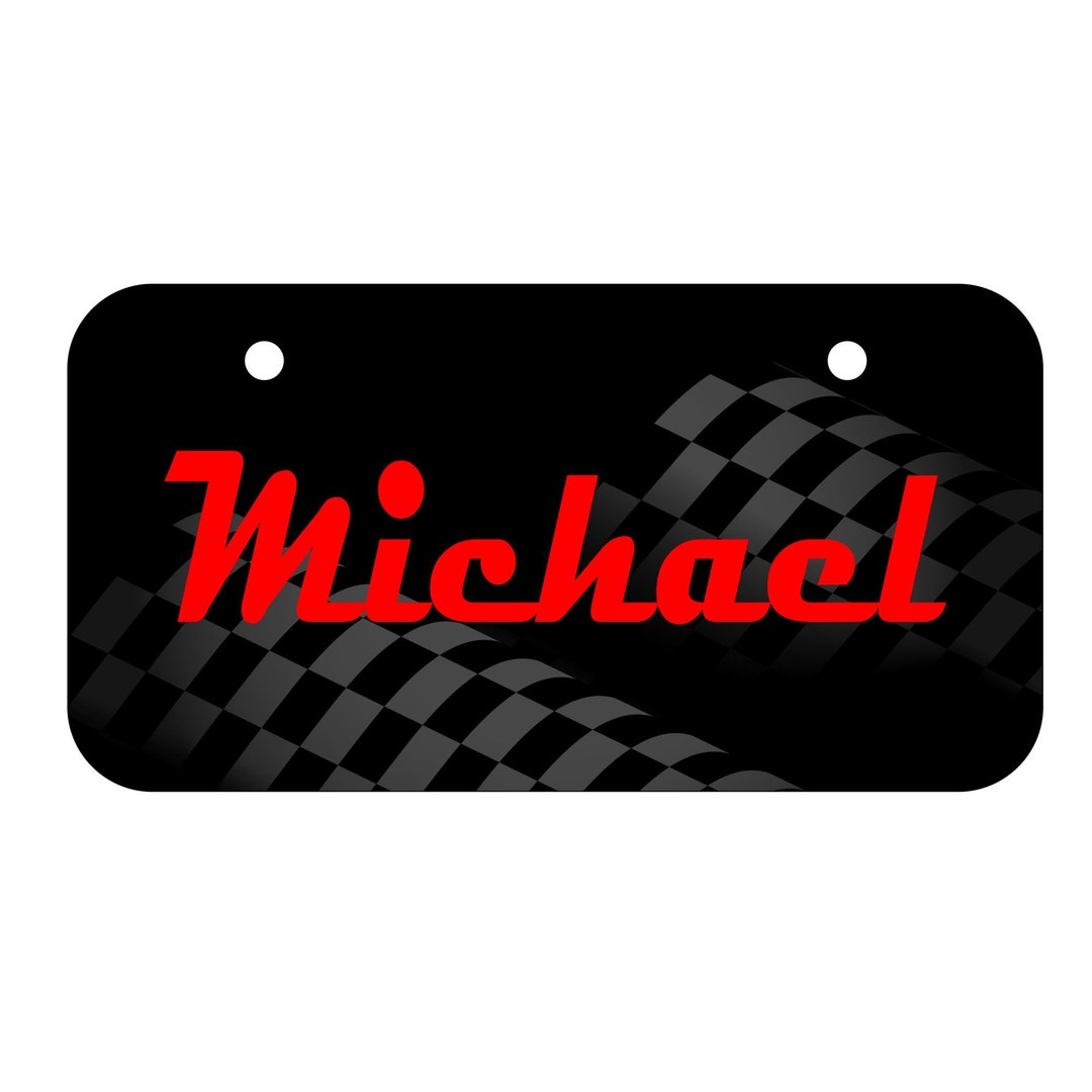 Personalized Racing Bicycle License Plate: Checker Flag Bike Name Plate ...