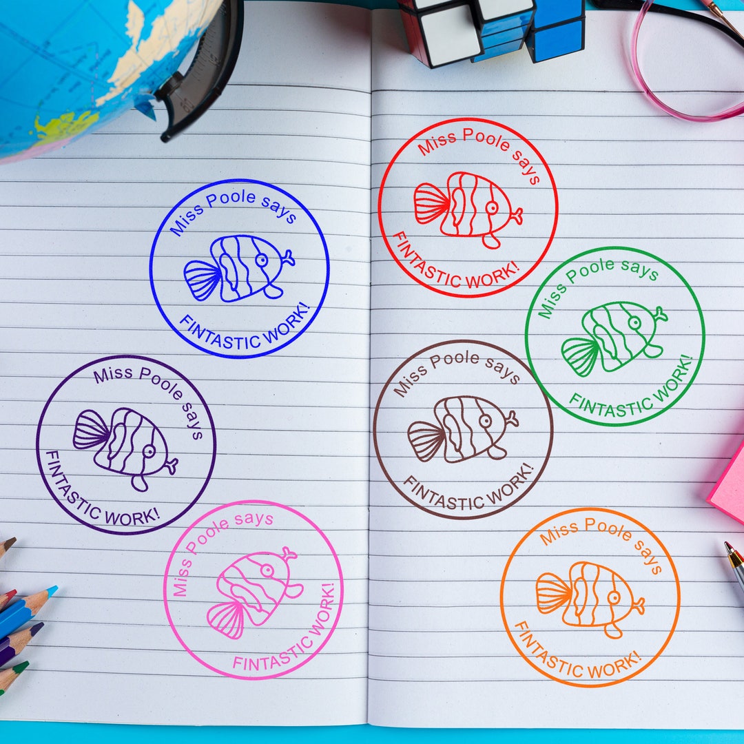 Teacher Fish Pun Personalized Stamp | Custom Teacher Fish Pun Stamp ...