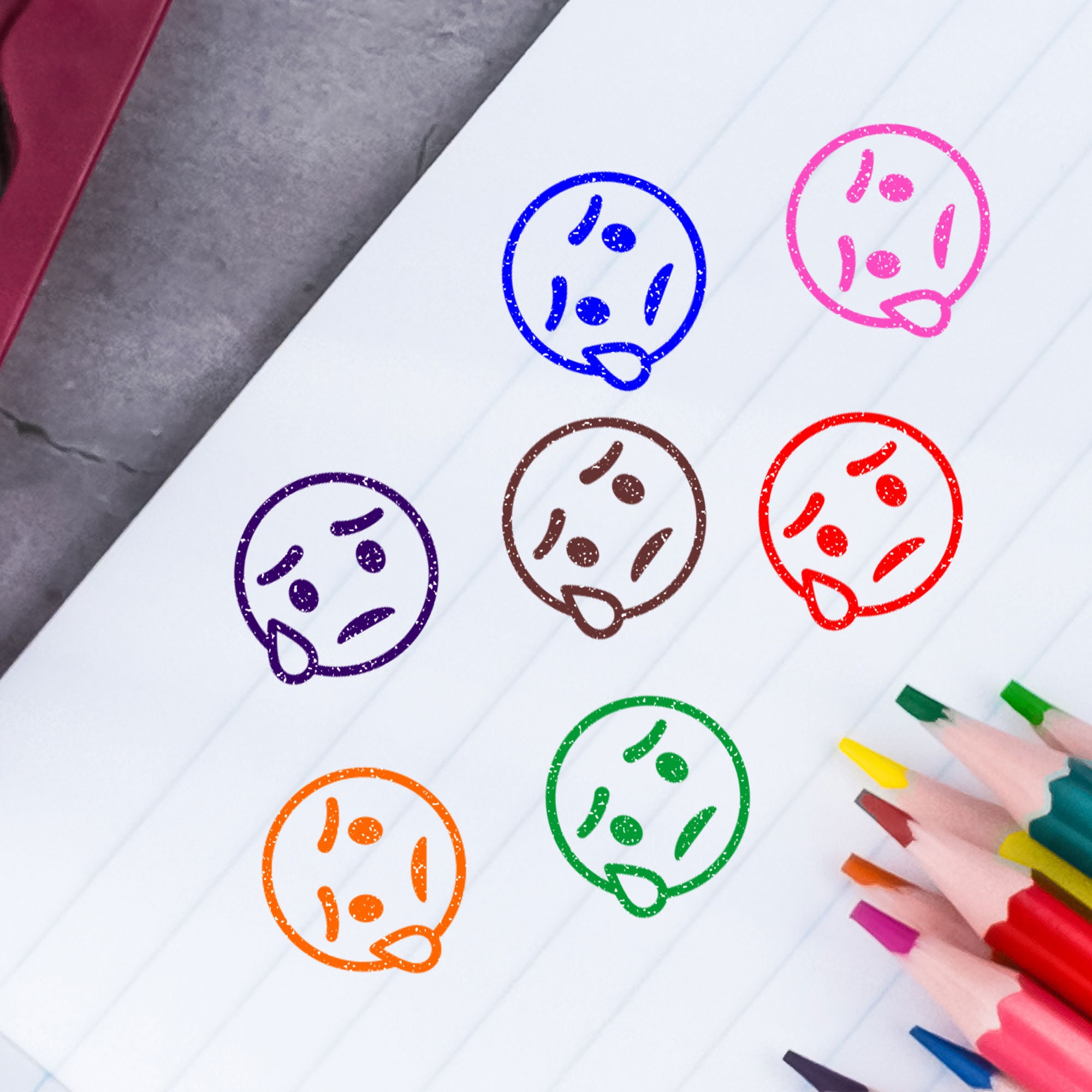 Sad Face Crying Emoji Teacher Stamp .625 Round - Etsy