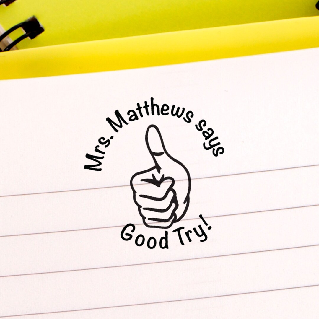 Good Try Personalized Teacher Stamp | Custom Teacher Good Try Stamp ...