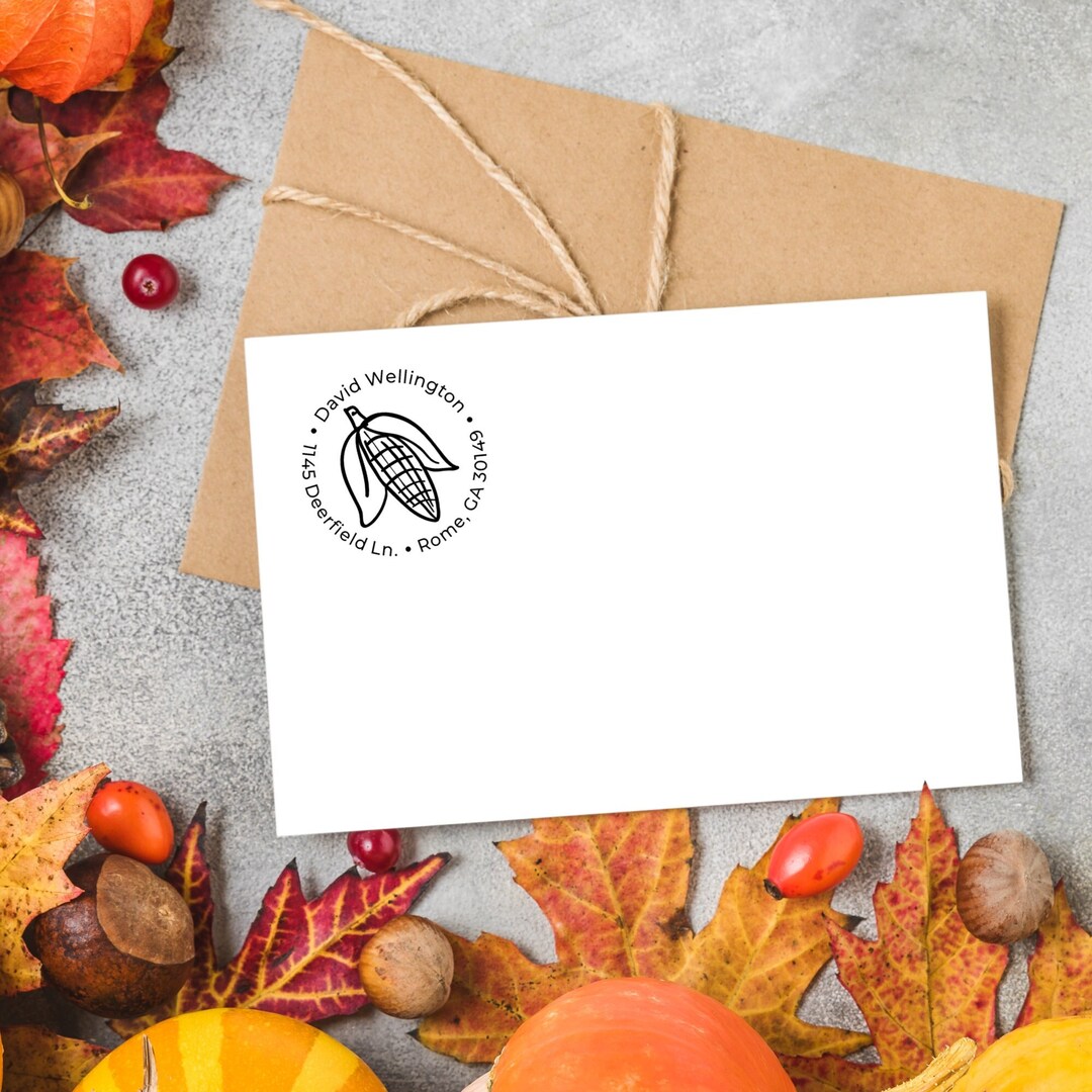 Personalized Corn on the Cob Fall Stamp | Corn Fall Address Self-inking ...
