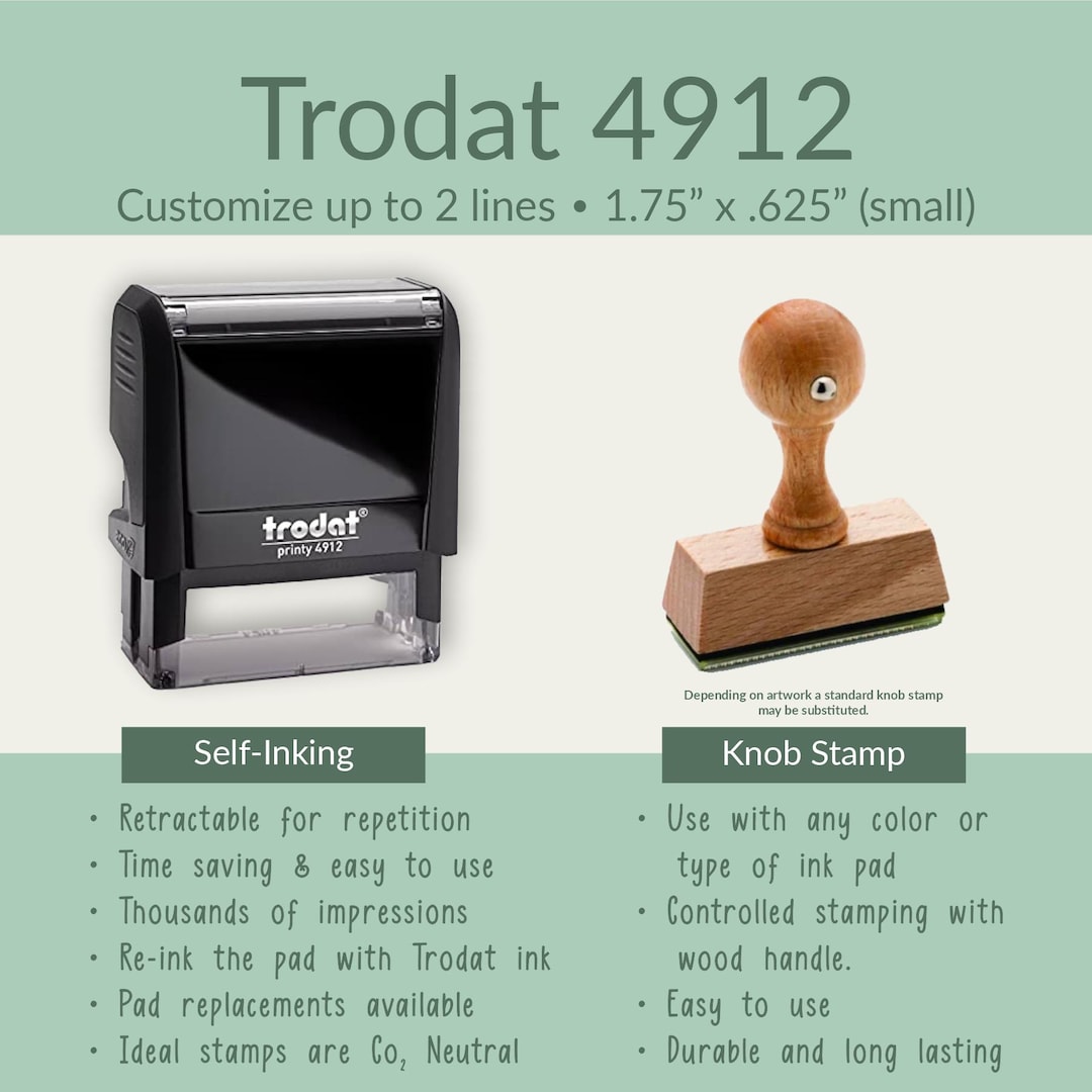 Custom Text Stamp: Trodat 4912 Self-inking Rectangle Stamper (1.75" X ...
