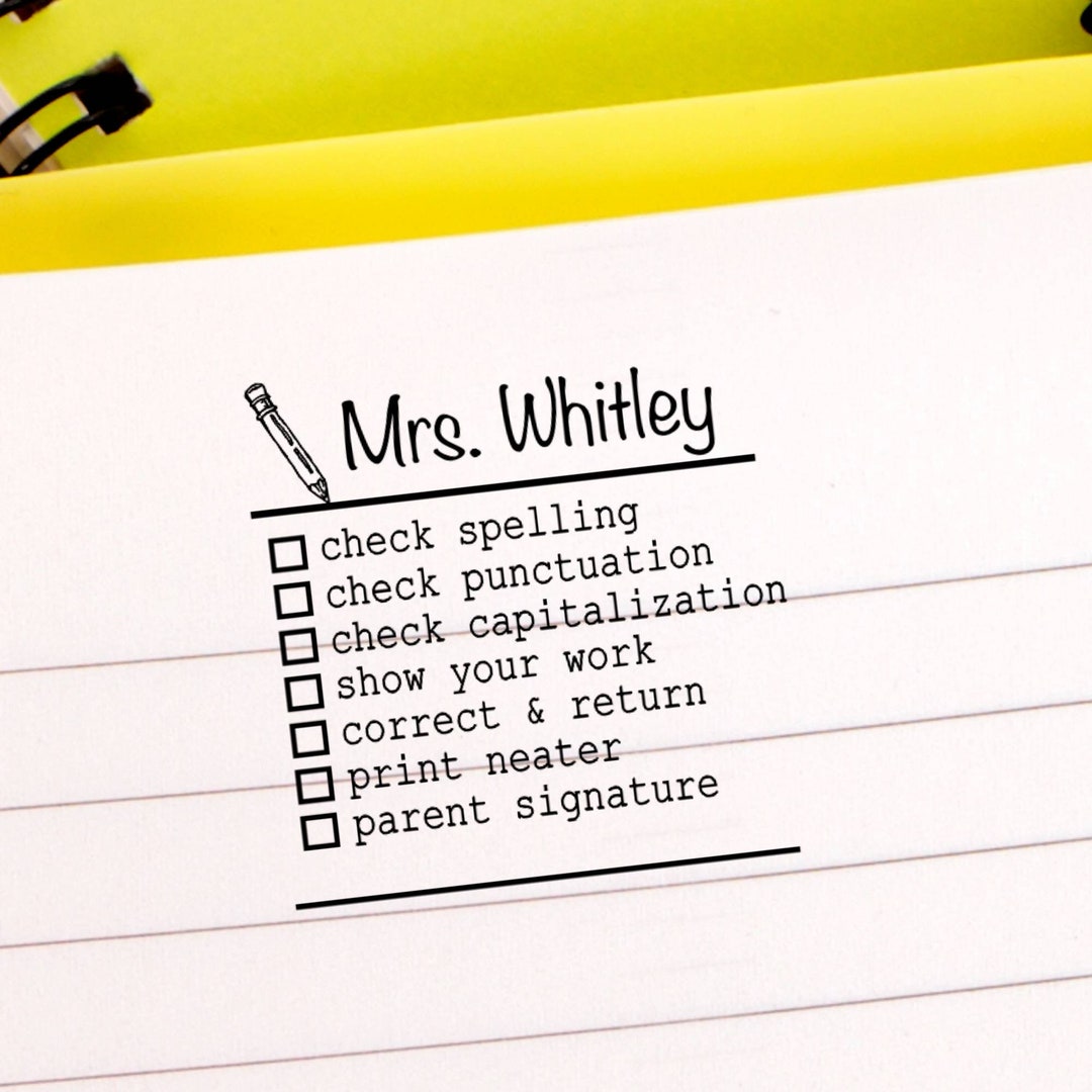 Teacher Checklist Stamp | Pencil Check Work Teacher Stamp | Check ...