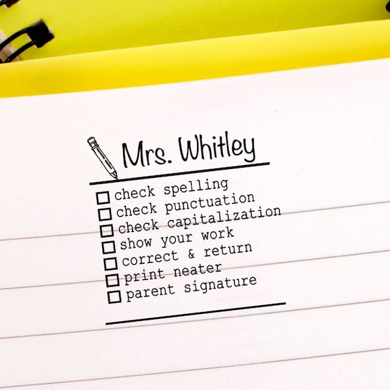 Teacher Checklist Stamp Pencil Check Work Teacher Stamp - Etsy