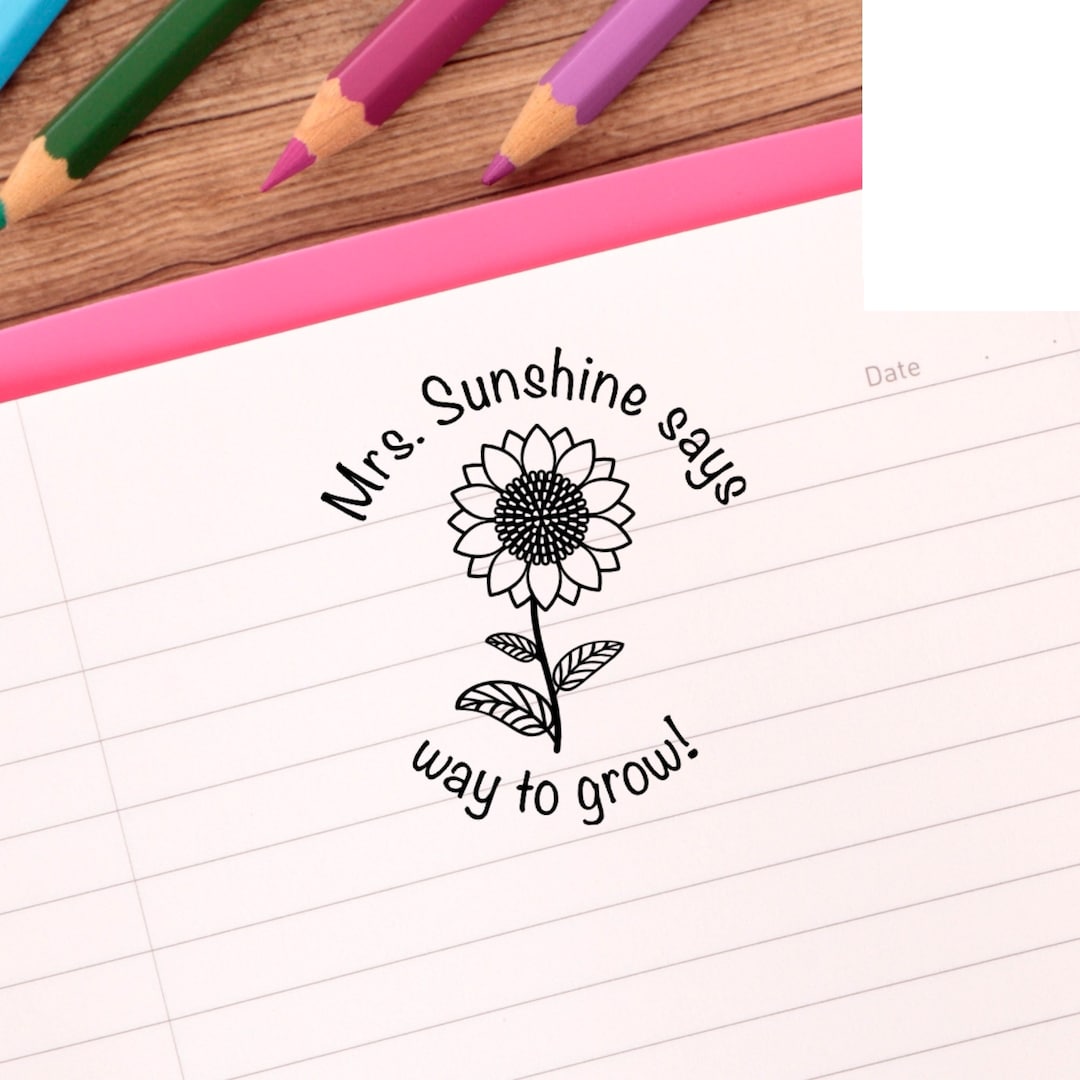 Way to Grow Personalized Teacher Stamp | Custom Sunflower Teacher Stamp ...