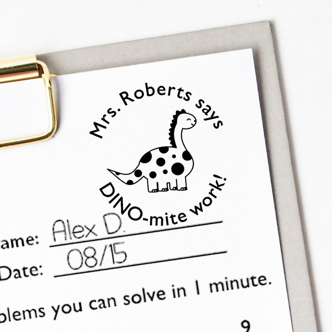 Dino-mite Work Teacher Personalized Stamp | Custom Classroom Stamp - Etsy