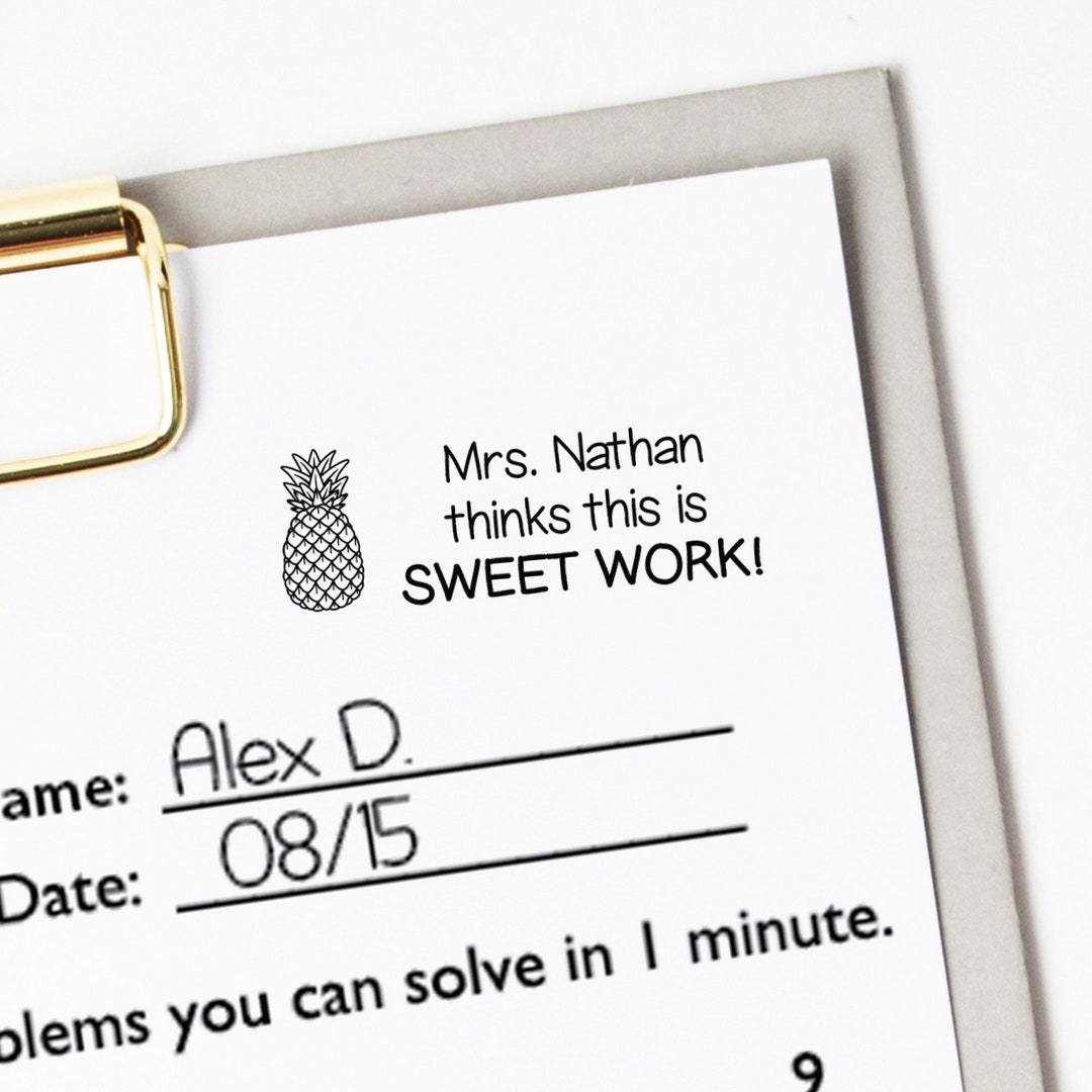 Pineapple Sweet Work Personalized Stamp Custom Teacher Work Stamp ...