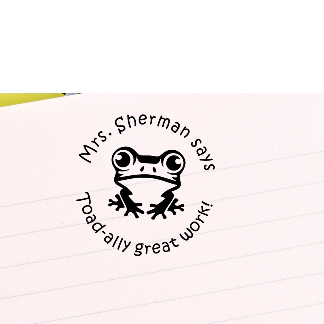 Toad-ally Great Work Personalized Stamp | Custom Frog Teacher Stamp ...