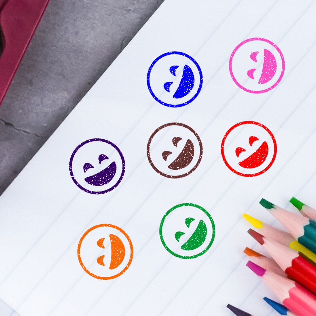 Smiley Emoji Teacher Stamp: Self-inking, .625" Round - Etsy