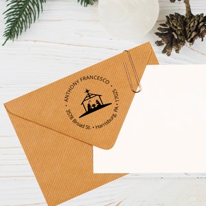 Christmas Manger Address Stamp | Baby Jesus Christmas Address Stamp ...