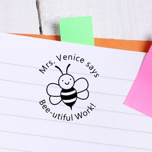 Teacher Bee-utiful Work Personalized Stamp | Custom Teacher Bee ...