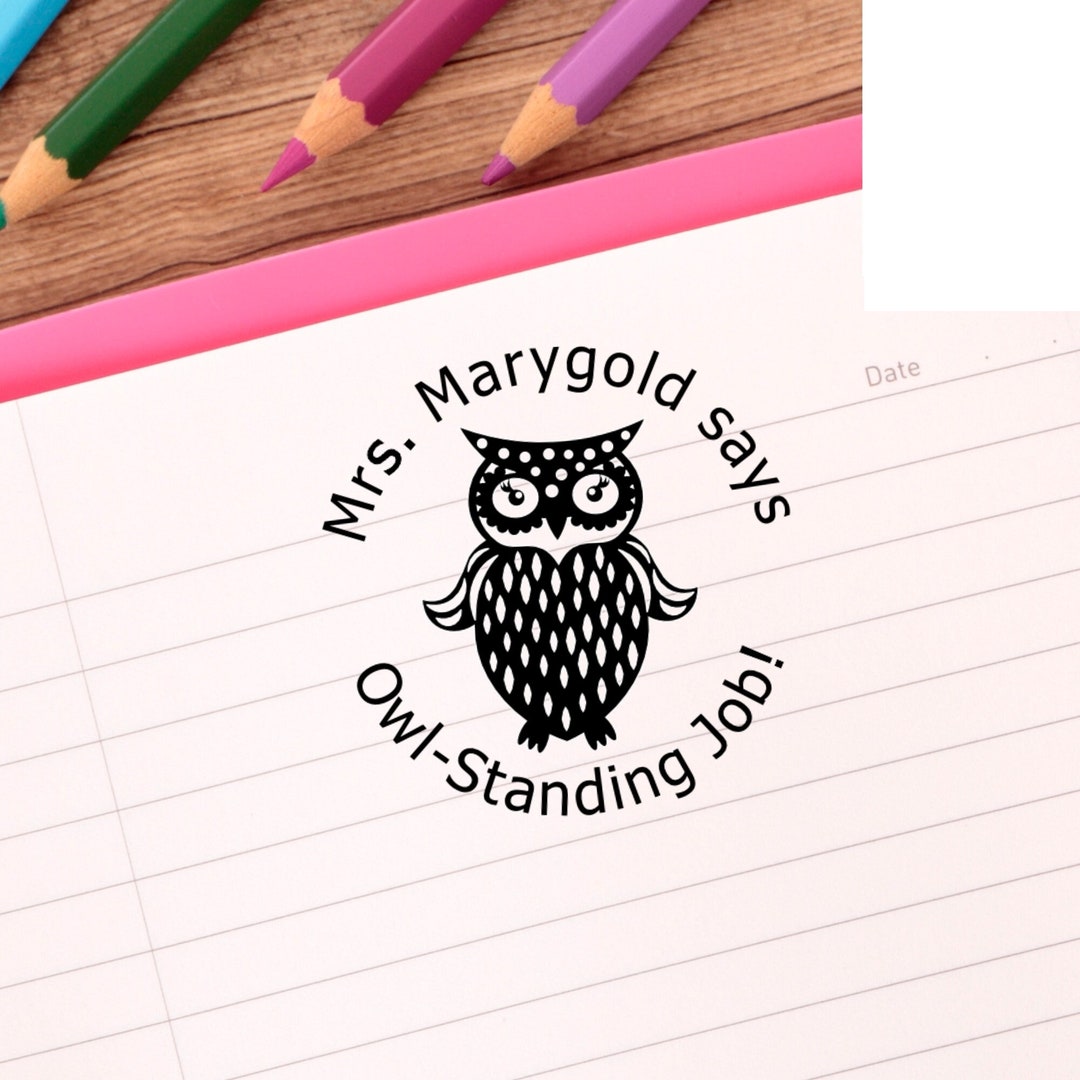 Owl-standing Personalized Teacher Stamp | Custom Owl Teacher Stamp ...