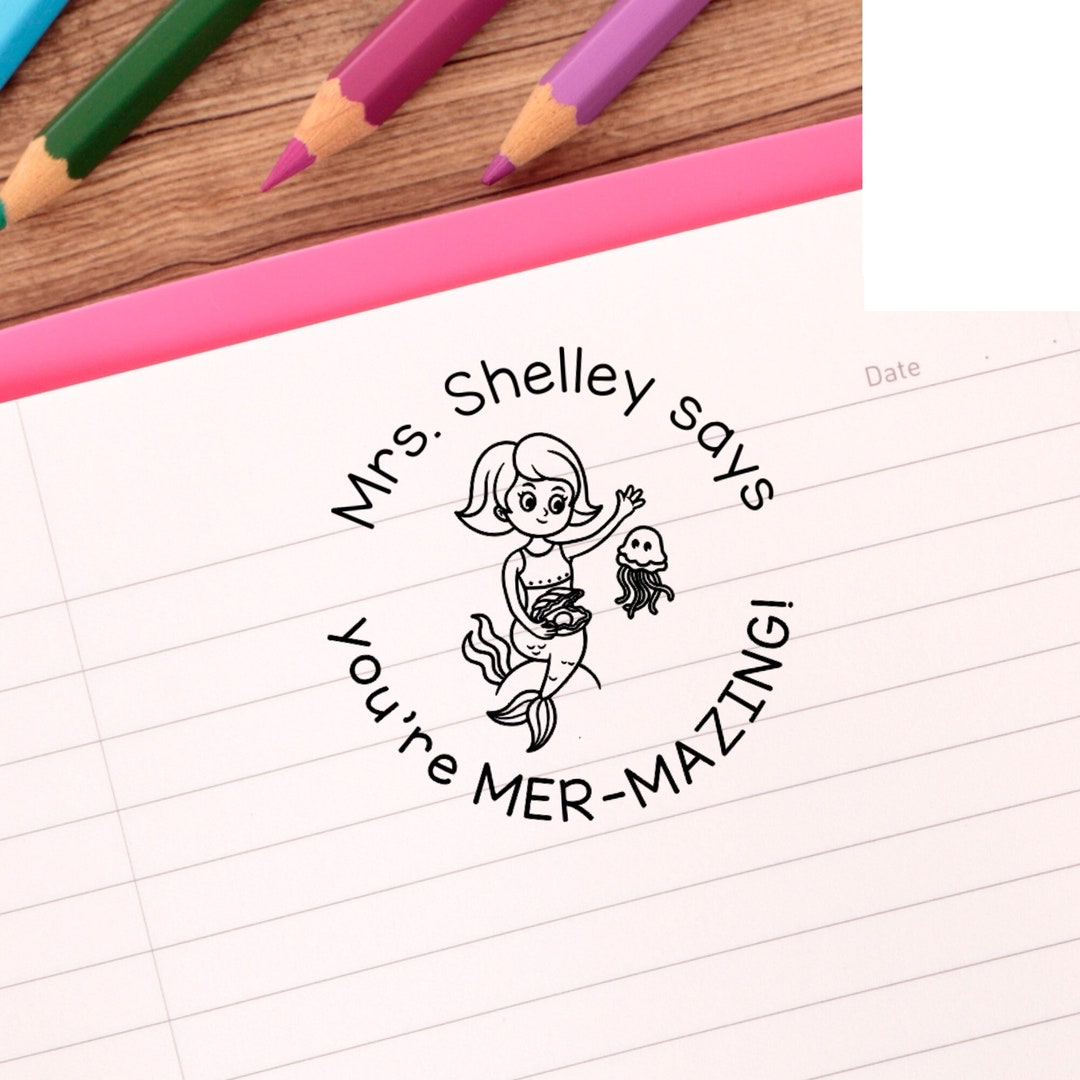MER-MAZING Personalized Teacher Stamp | Custom Teacher Mermaid Stamp ...