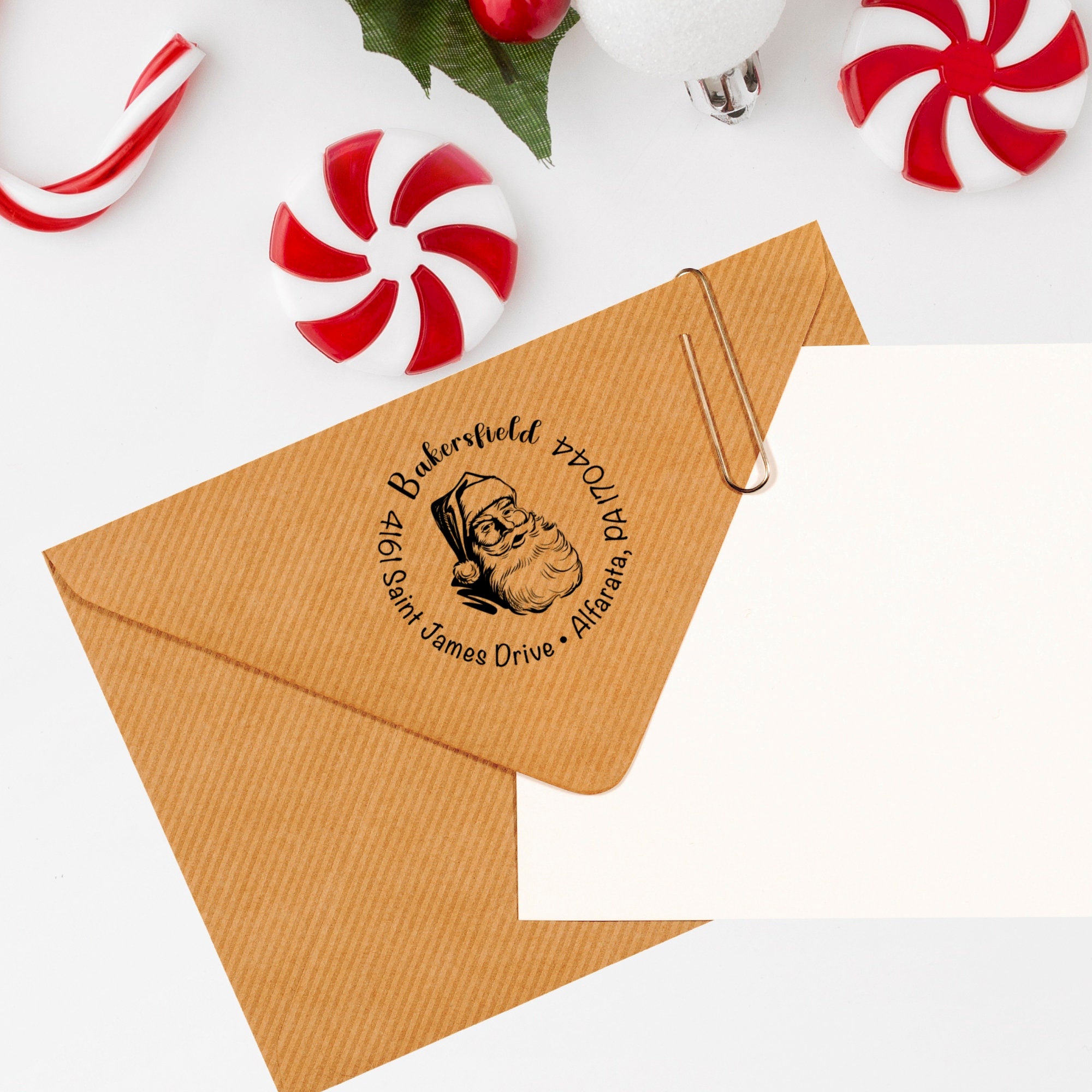 Santa Christmas Address Stamp Santa Claus Address Stamp - Etsy