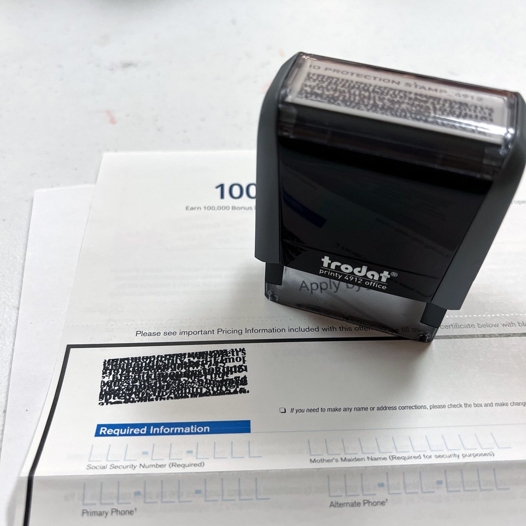 ID Protection Stamp | Trodat 1.75" X .625" Size | Self-inking Rectangle ...