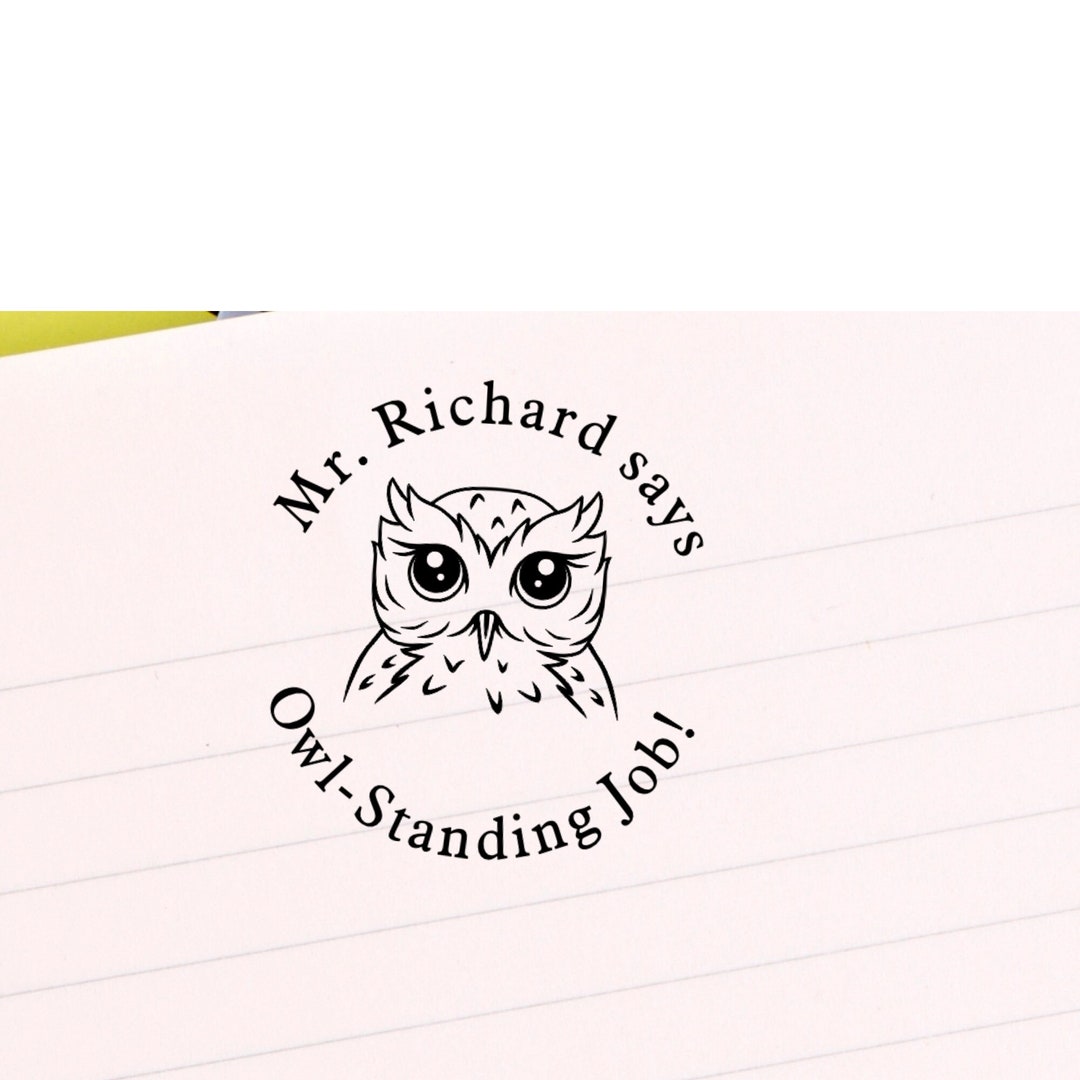 Owl-standing Personalized Teacher Stamp Custom Owl Teacher Stamp Custom ...