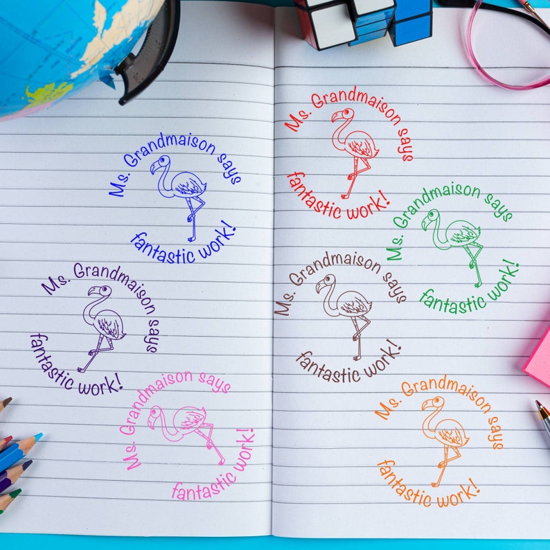 Teacher Flamingo Personalized Stamp Custom Teacher Flamingo - Etsy
