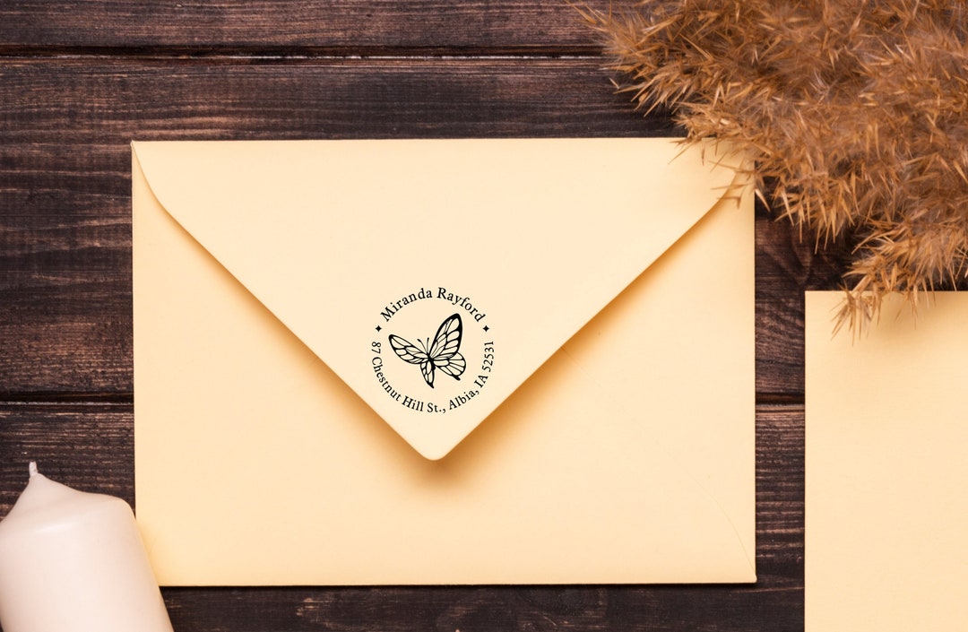Butterfly Address Stamp: Personalized Self-inking Custom Stamp - Etsy