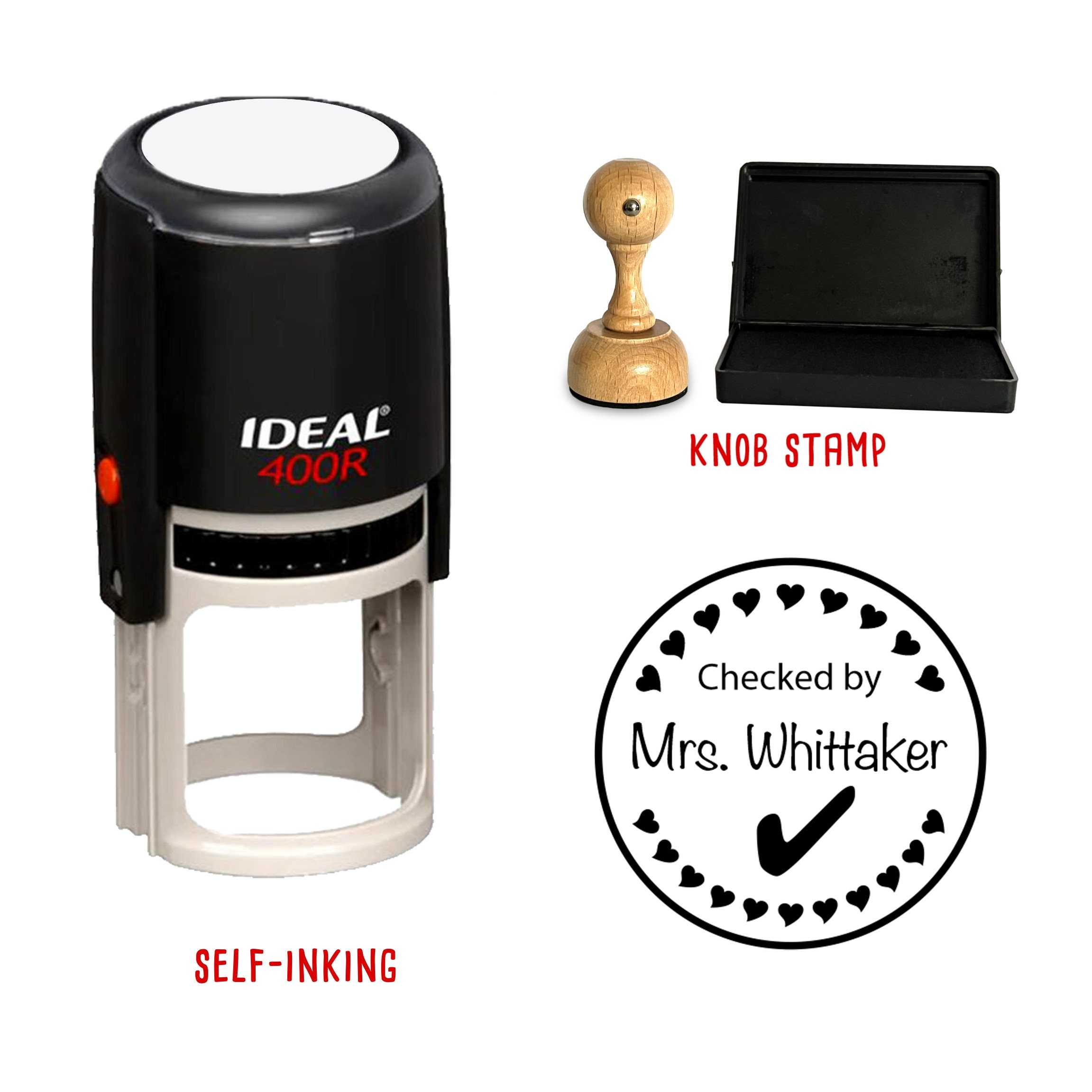 Teacher Checked by Personalized Stamp Custom Teacher Hearts - Etsy