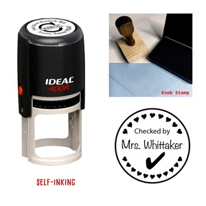 Teacher Checked by Personalized Stamp | Custom Teacher Hearts Love ...