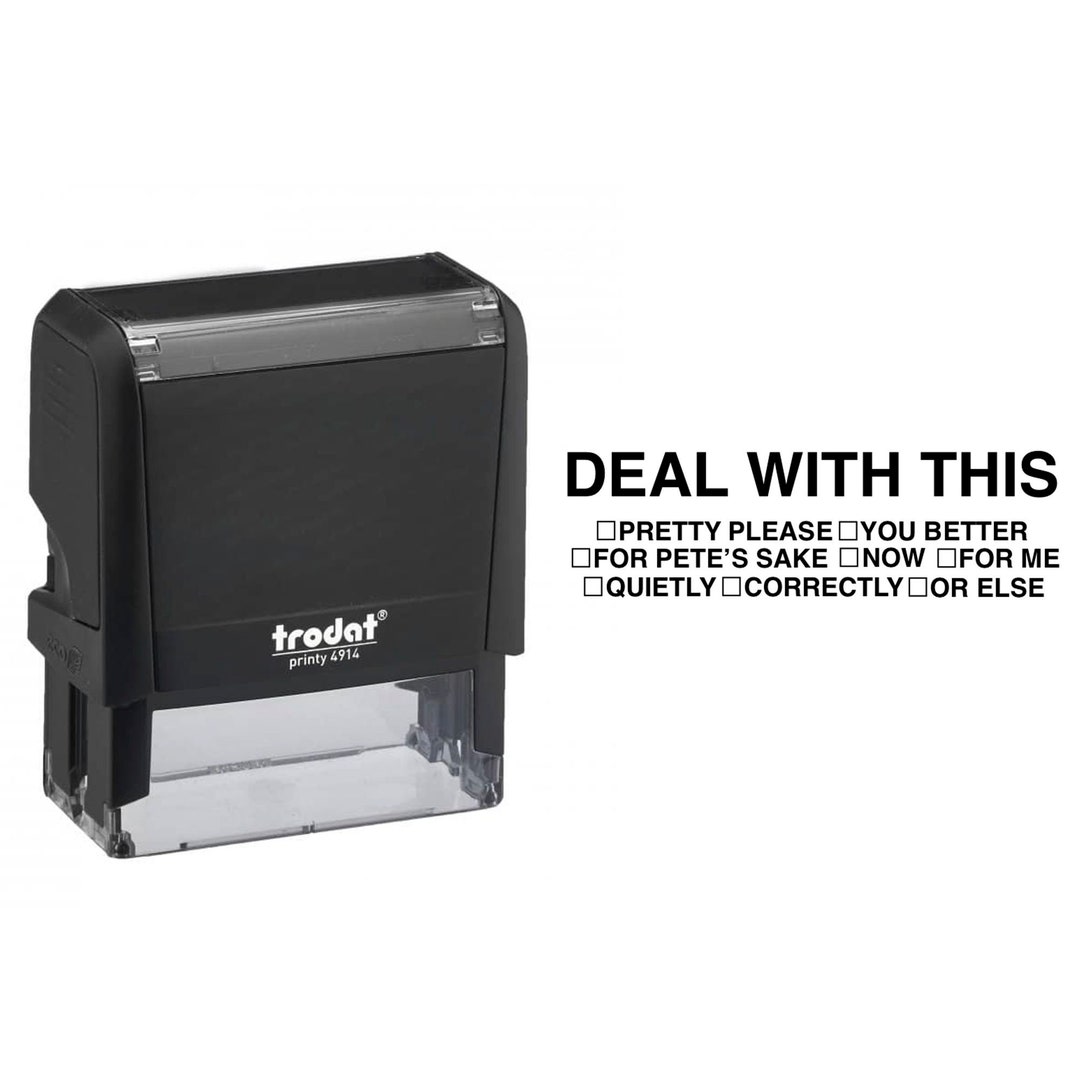 Funny Deal With This Stamp Trodat 4914 Stamp Funny Gag Gift Stamp Self-inking Rectangle Stamper ...