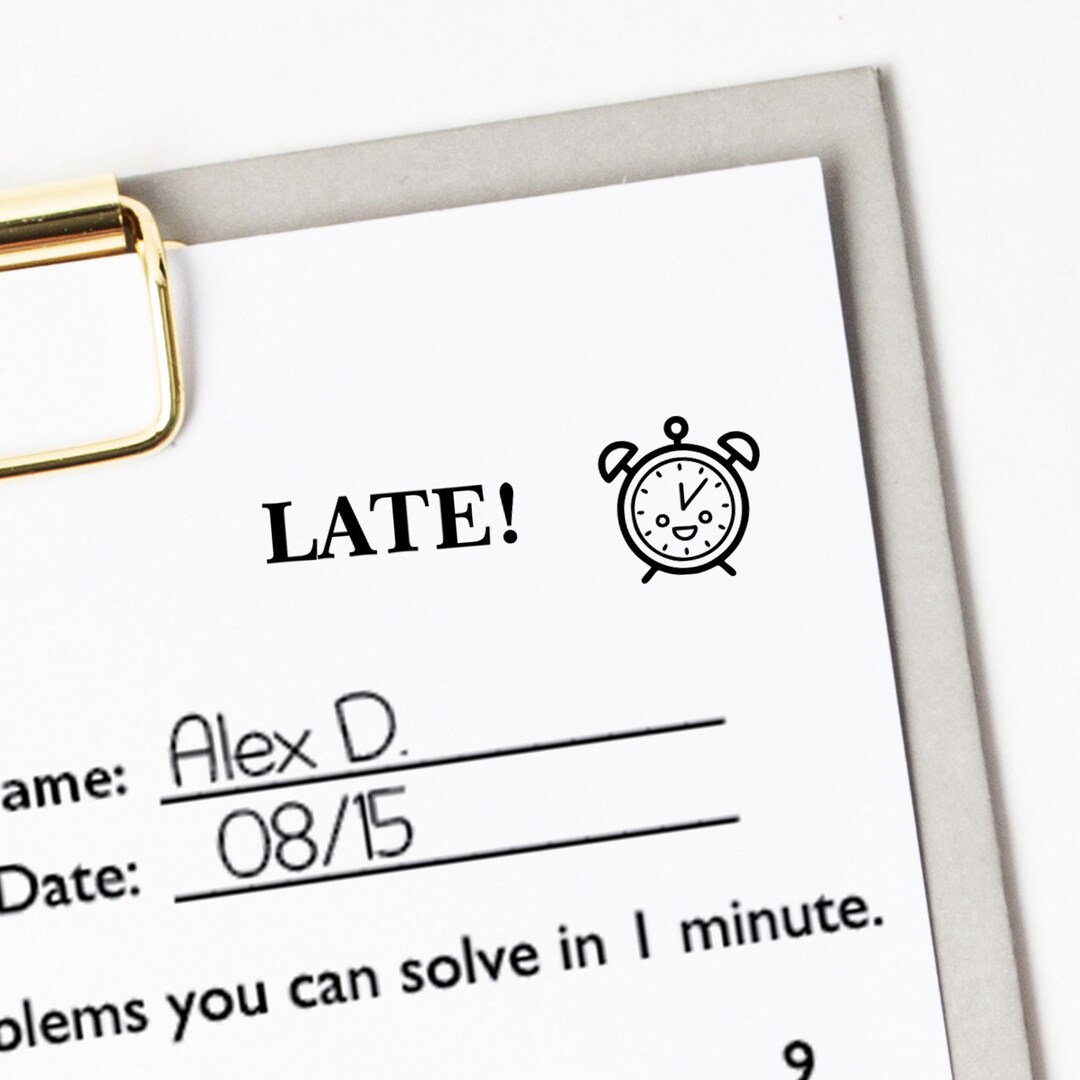 Teacher Late Work Stamp | Teacher Clock Emoji Stamp | Teacher Stamp ...
