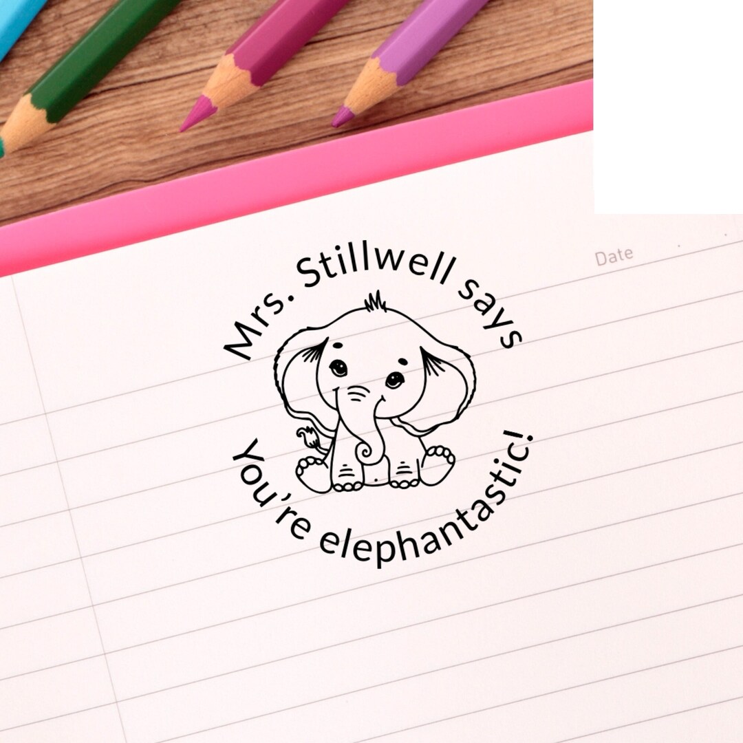 Elephantastic Personalized Teacher Stamp | Custom Teacher Elephant ...