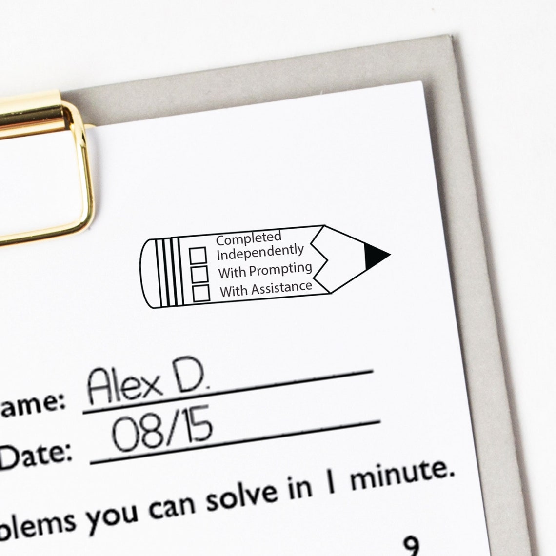 Custom Teacher Pencil Stamp: Completed Check Boxes - Etsy