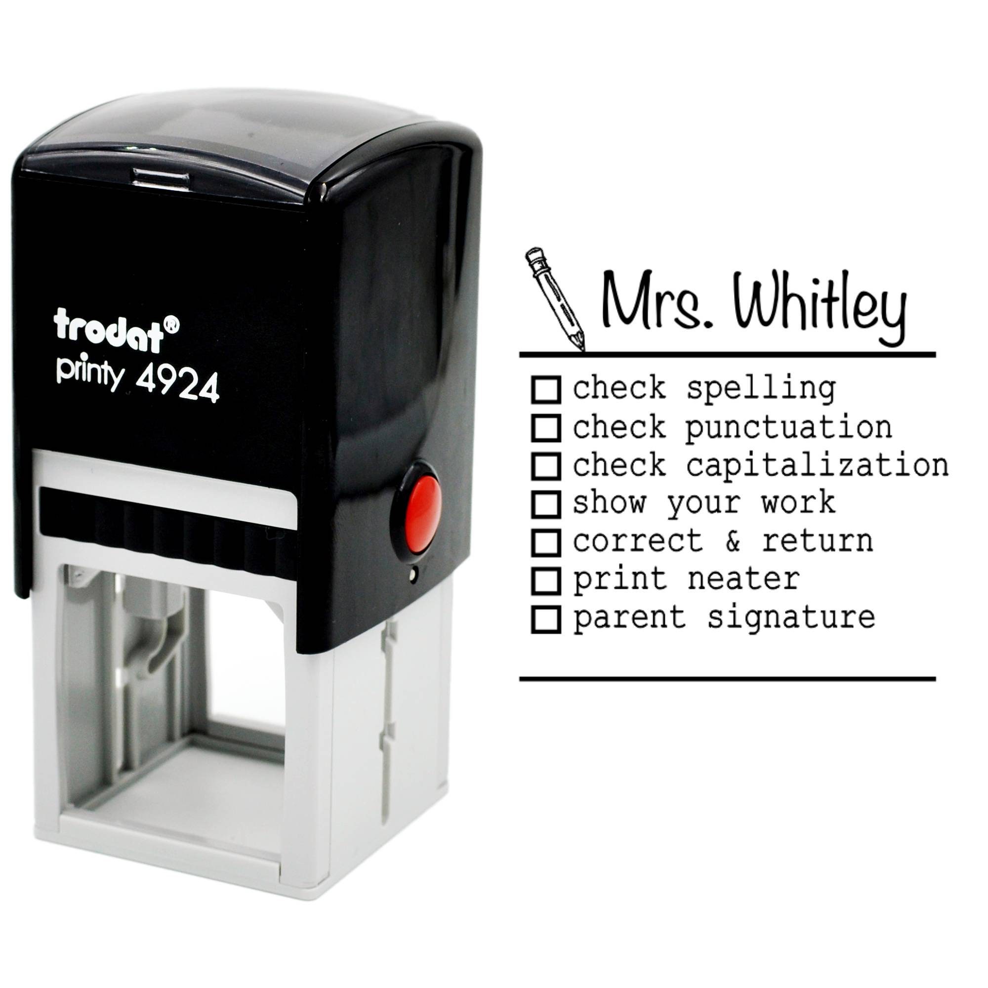Teacher Checklist Stamp Pencil Check Work Teacher Stamp - Etsy
