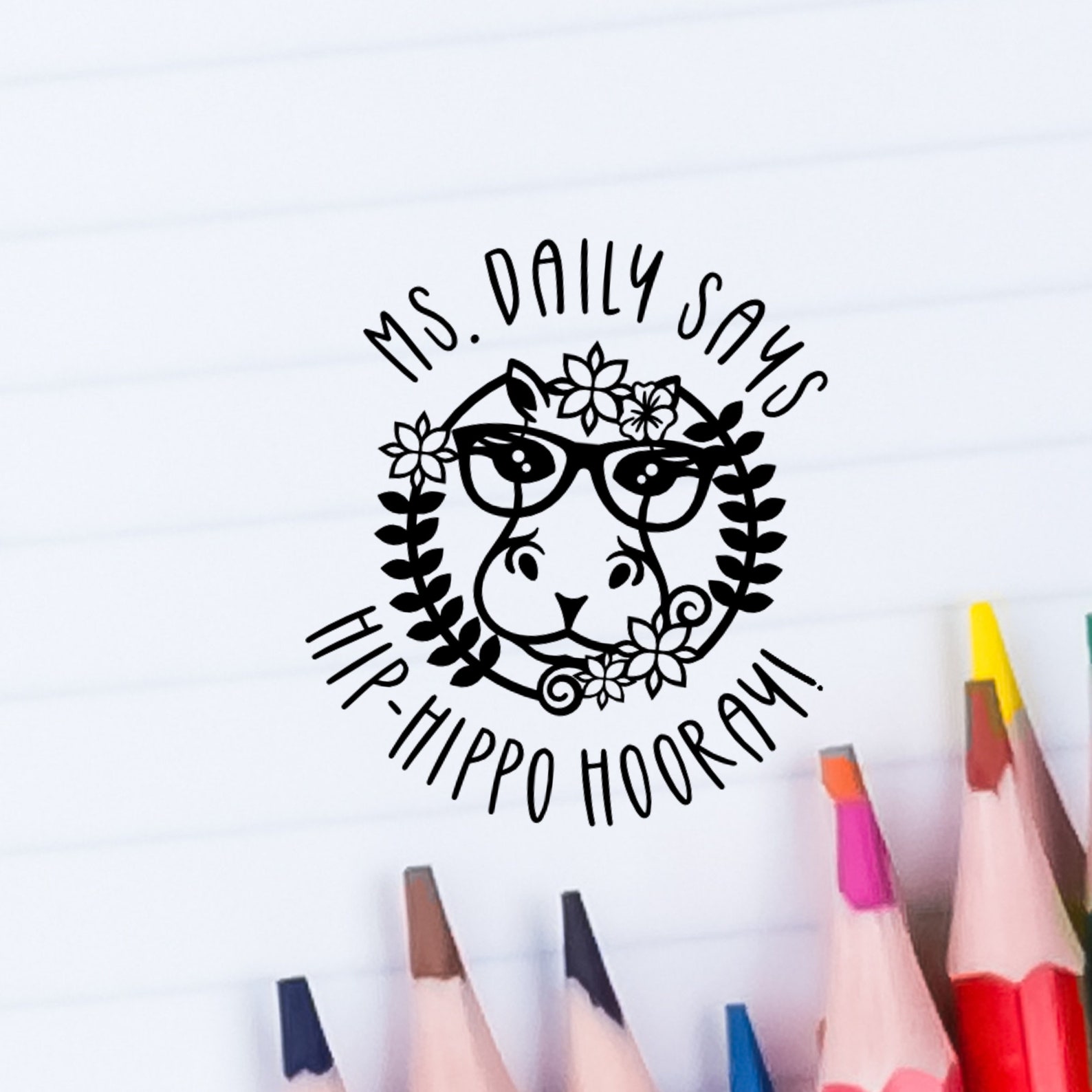 Teacher Hip-hippo-hooray Personalized Stamp Custom Teacher - Etsy