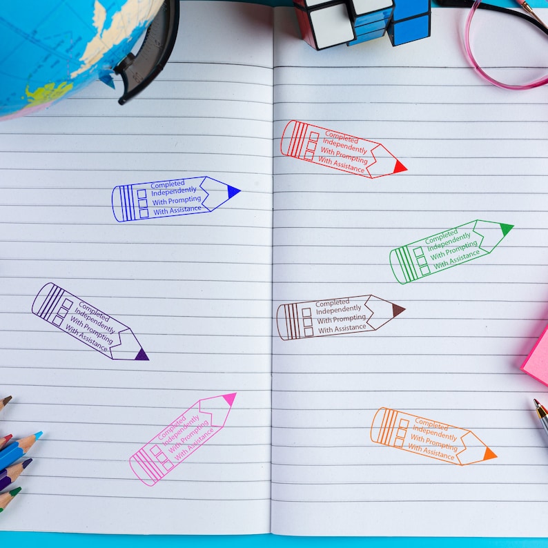 Custom Teacher Pencil Stamp: Completed Check Boxes - Etsy