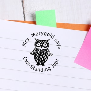 Owl-standing Personalized Teacher Stamp | Custom Owl Teacher Stamp ...