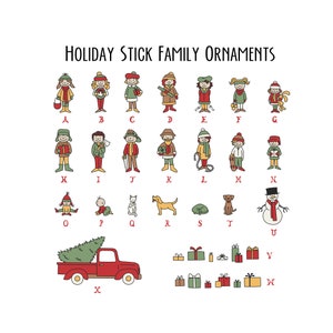 Stick Figure Family Holiday Ornament | Glass Ornament | Christmas ...