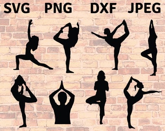 Aerial Yoga Silhouette Poses Yoga Silhouette Yoga Clipart - Etsy