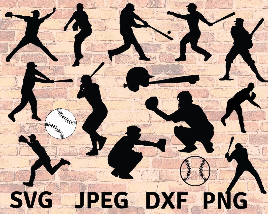 Baseball SVG Baseball Players Cut File Cricut 15 Set Baseball Clipart ...