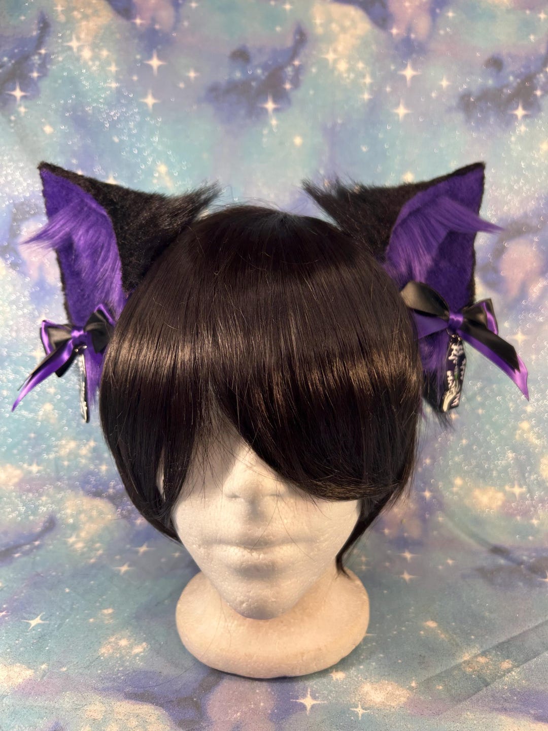 Purple and Black Goth Cat Ears Headband for Cosplay - Etsy