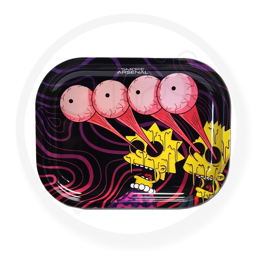 BART SIMPSON & LISA barted Metal Rolling Tray Smoke Arsenal Small Roll ...