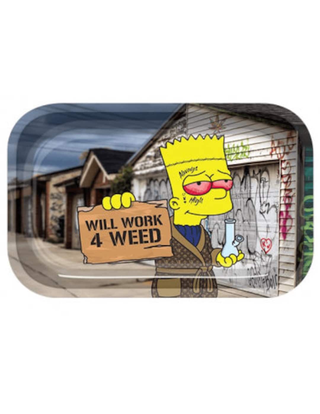 BART SIMPSONS "will Work" Metal Rolling TRAY Small or Medium - Joke ...