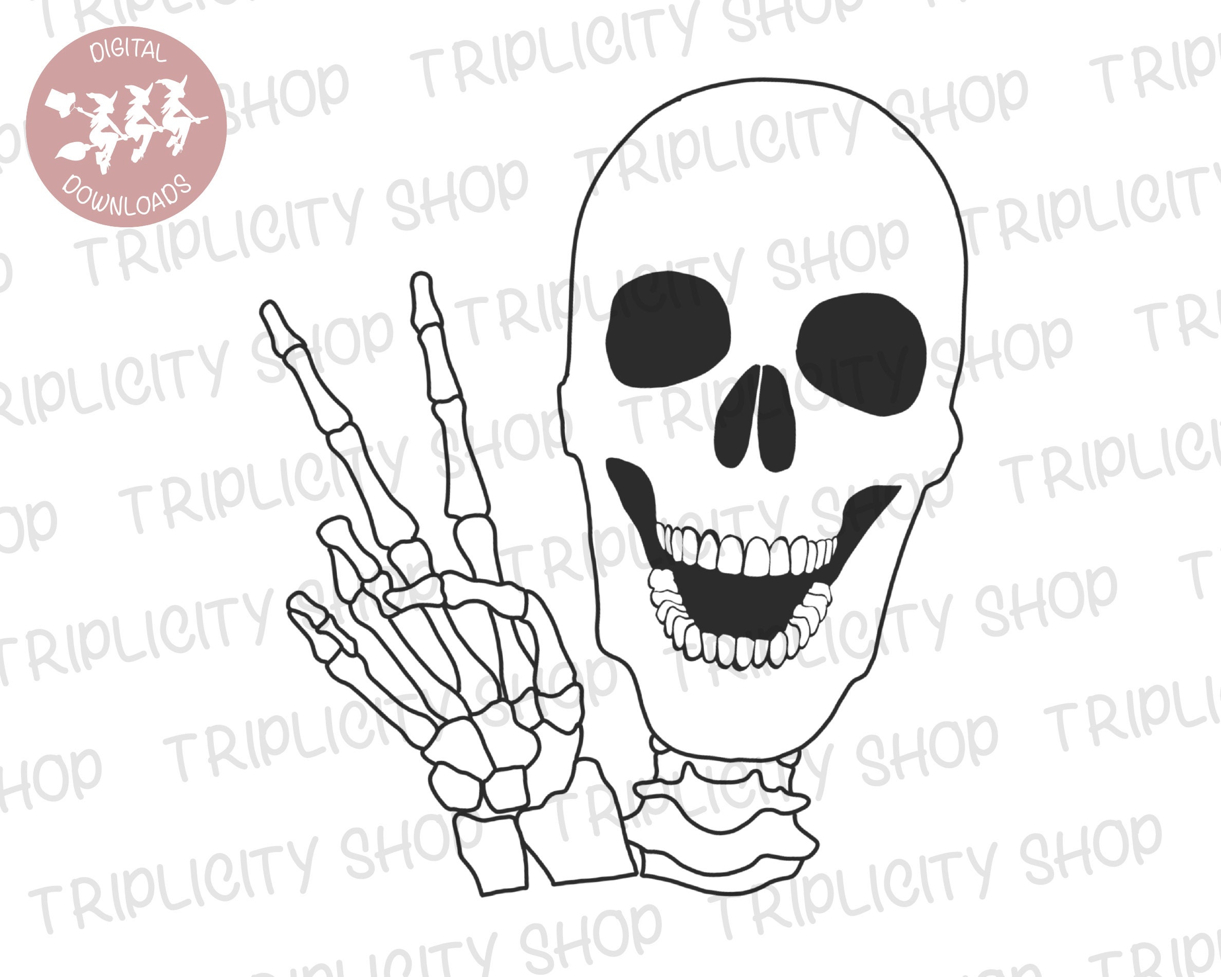 Skeleton Peace Sign Halloween PNG Digital Download Png - Etsy