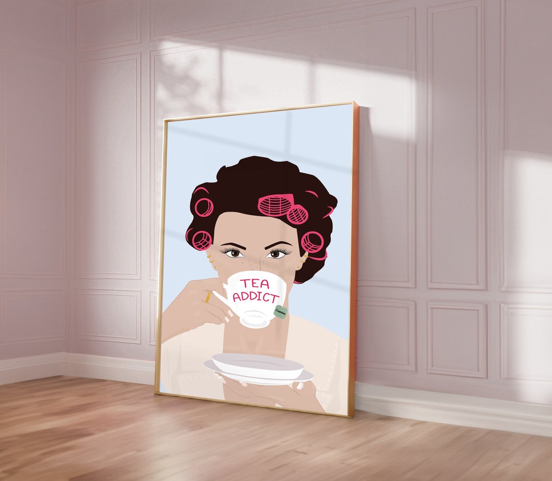 Tea Addict Wall Art, Glamorous Wall Art, Girly Wall Art, Office Wall ...