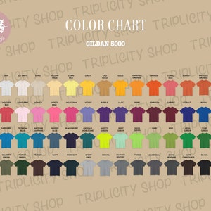 Gildan 5000 Shirt Color Chart, Gildan 5000 Shirt Size Chart, Digital ...