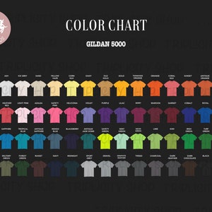 Gildan 5000 Shirt Color Chart, Gildan 5000 Shirt Size Chart, Digital ...