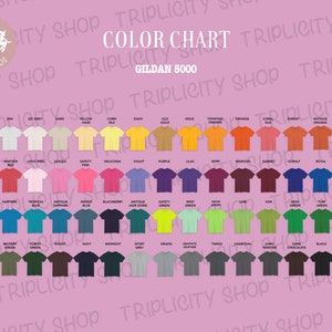 Gildan 5000 Shirt Color Chart, Gildan 5000 Shirt Size Chart, Digital ...